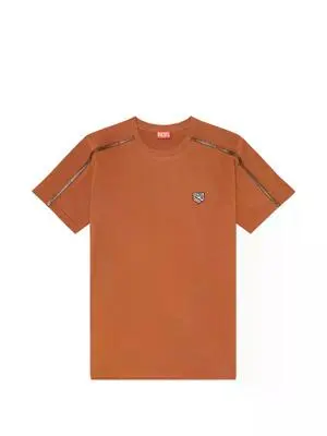 DIESEL® T-shirt With Contrast Trims And Logo Patch - Orange