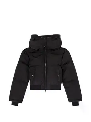 DIESEL® Wrinkled-nylon Down Puffer Jacket With Detachable Hood - Black