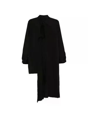 Yohji Yamamoto Pintucked Draped Shirt - Black