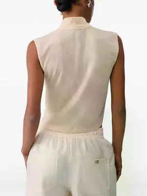 Liu Jo Sleeveless High Neck Zip-up Top - White