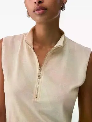 Liu Jo Sleeveless High Neck Zip-up Top - White