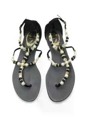 Rene Caovilla Embellished T-strap Sandals