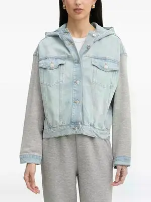 Liu Jo Hooded Paneled Denim Jacket - Blue