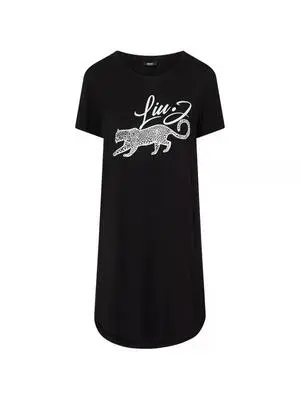 Liu Jo Logo-print Rhinestone-embellished Mini Dress - Black