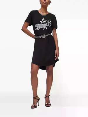 Liu Jo Logo-print Rhinestone-embellished Mini Dress - Black