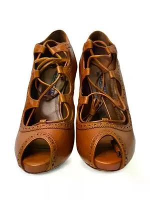 Ralph Lauren Peep-toe Brogue Ankle Boots