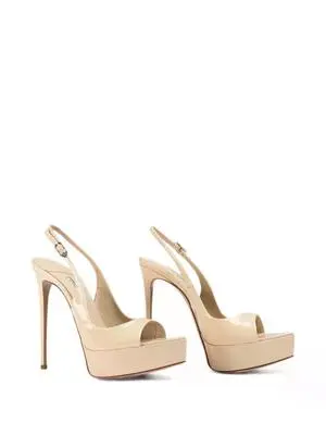LE SILLA Uma Patent Platform Slingback Pumps - Neutrals