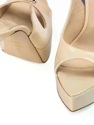 LE SILLA Uma Patent Platform Slingback Pumps - Neutrals