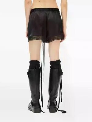 ANN DEMEULEMEESTER Lace-trimmed Silk Satin Shorts