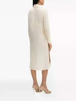 Patrizia Pepe Satin Finish Button-down Midi Dress With Side Slits