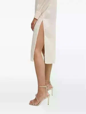 Patrizia Pepe Satin Finish Button-down Midi Dress With Side Slits
