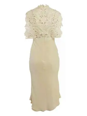 SELF-PORTRAIT Beige Lace Floral Midi Dress
