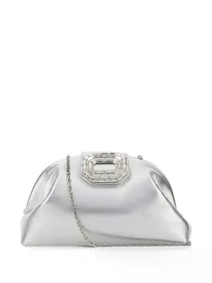 Amina Muaddi Camelia Crystal-embellished Clutch Bag - Silver