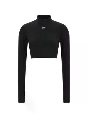 Off-White Off Stamp Cropped Long-sleeve Top - Black