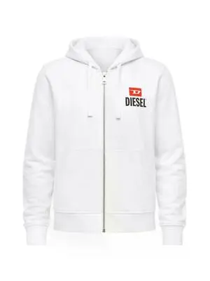 DIESEL® Logo-print Zip-up Hoodie - White