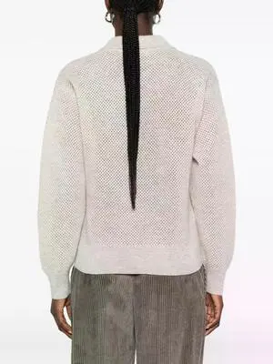 Brunello Cucinelli Perforated Knit V-neck Sweater