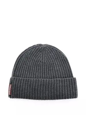 Dsquared2 Ribbed-knit Scarf And Beanie Set - Grey