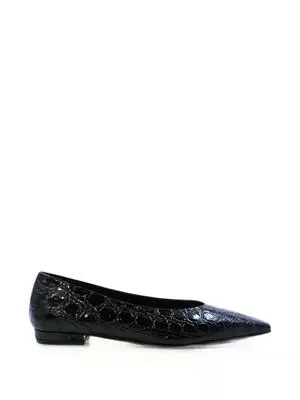 NOTABENE Crocodile-effect Square-toe Ballet Flats
