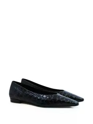 NOTABENE Crocodile-effect Square-toe Ballet Flats