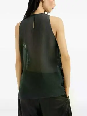 Brunello Cucinelli Sequined Silk Top With Lynx Embroidery