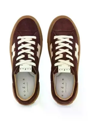 Hogan Suede Low-top Sneakers With Logo Patch - Brown