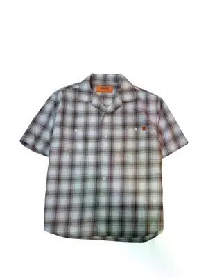 UNIVERSAL OVERALL Ombre-check Open-collar Shirt