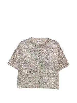 Brunello Cucinelli Mohair And Wool T-shirt - Neutrals