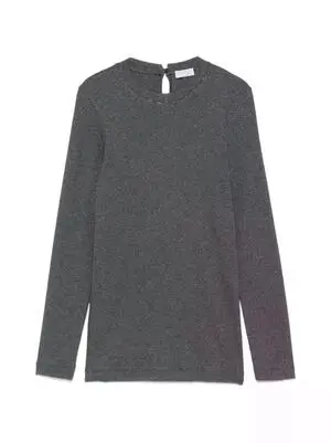 Brunello Cucinelli Long Sleeve Monili Chain Trim T-shirt
