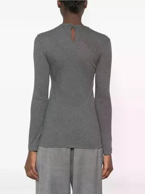 Brunello Cucinelli Long Sleeve Monili Chain Trim T-shirt