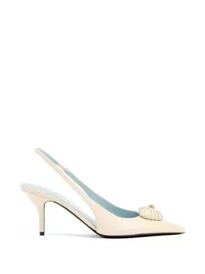 Valentino Garavani Coeur Royal Slingback Pumps In Kidskin 75mm - Neutrals