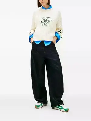 Tommy Hilfiger Cable Knit Logo Embroidered Sweater