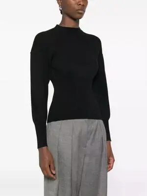 ANINE BING Ribbed Knit Mock Neck Long Sleeve Sweater