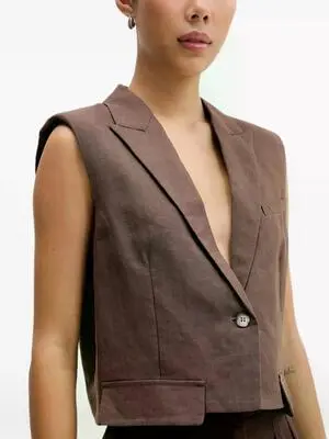 VICOLO Padded Shoulder Notched Lapel Vest