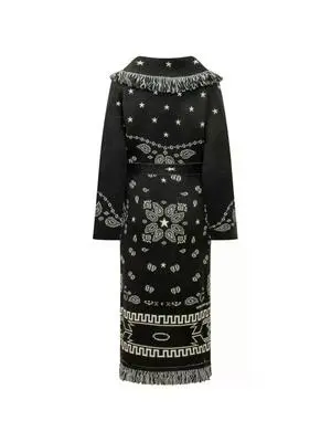 Alanui Jacquard Fringed Coat - Black