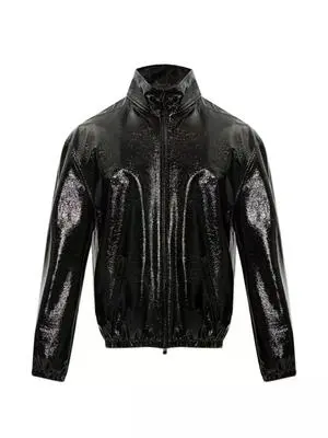 COURREGES Stand-up Collar Vinyl Jacket - Black