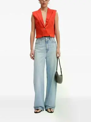 VICOLO Padded Shoulder Notched Lapel Vest
