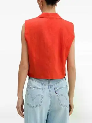 VICOLO Padded Shoulder Notched Lapel Vest