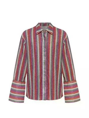 Oseree Lumière Striped Lurex-thread Shirt - Red