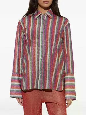 Oseree Lumière Striped Lurex-thread Shirt