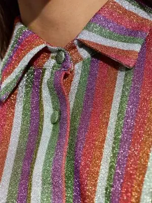Oseree Lumière Striped Lurex-thread Shirt