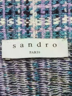 Sandro Double-breasted Tweed Mini Dress With Frayed Edges