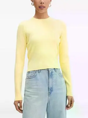 VICOLO Ribbed Long-sleeve Top With Open Back And Tie Fastening - Yellow
