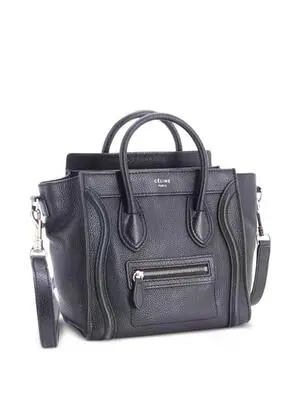 Celine Grainy Leather Luggage Nano Crossbody Bag - Black