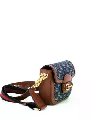 Gucci Horsebit 1955 Gg Denim Mini Shoulder Bag