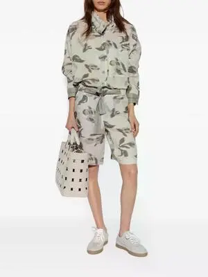 Emporio Armani Ikat Print Belted Linen Shorts