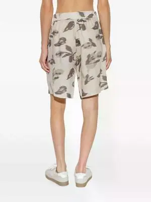 Emporio Armani Ikat Print Belted Linen Shorts