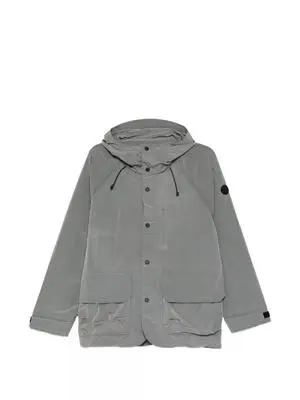 AGNES B. Hooded Grid-pattern Jacket - Grey