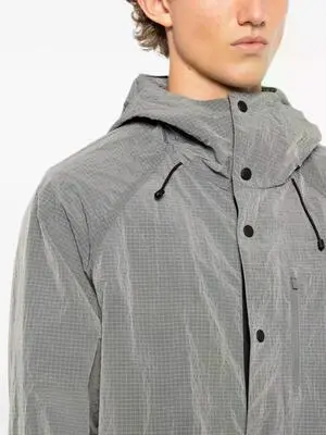 AGNES B. Hooded Grid-pattern Jacket