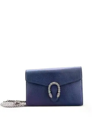 Gucci Dionysus Chain Wallet Leather With Embellished Detail Small Crossbody Bag - Blue
