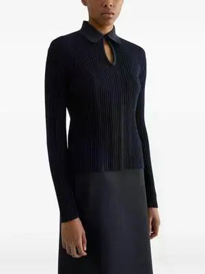 JIL SANDER Ribbed Knit Polo Top